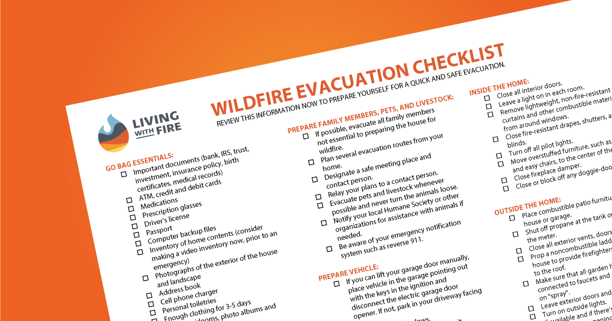 Evacuation Checklist | Living With Fire